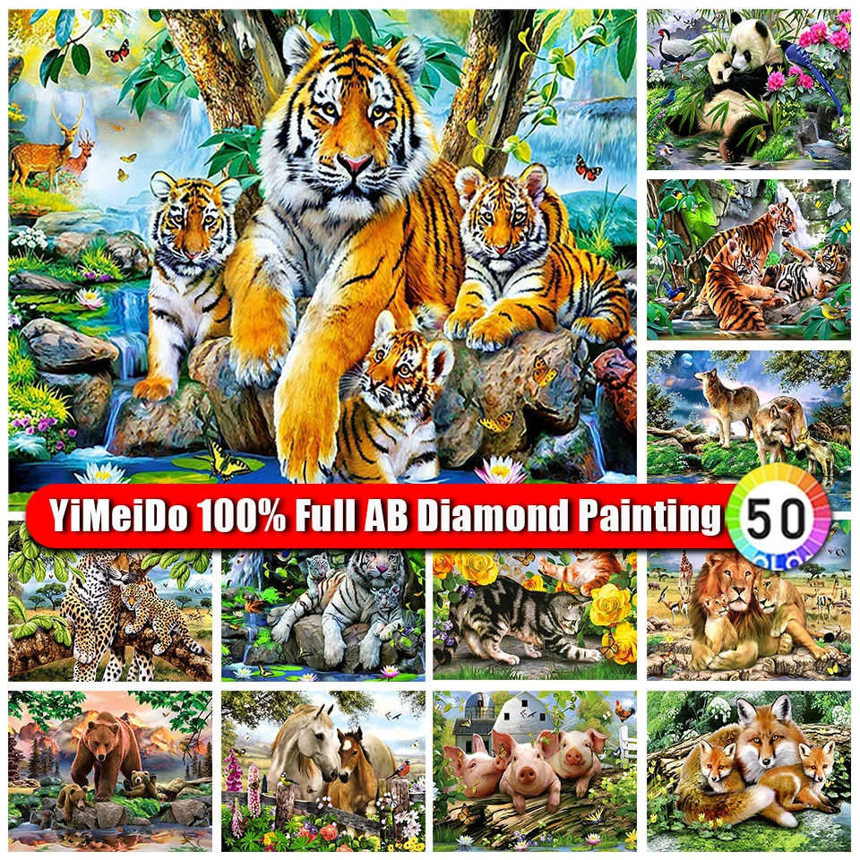 YiMeiDo-Tier-Alle-100-AB-Diamant-Malerei-Tiger-Lion-Diamant-Stickerei ...