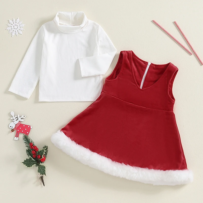 Toddler-Kid-Girl-2Pcs-Christmas-Outfits-Sleeveless-Overall-Dress-Long ...