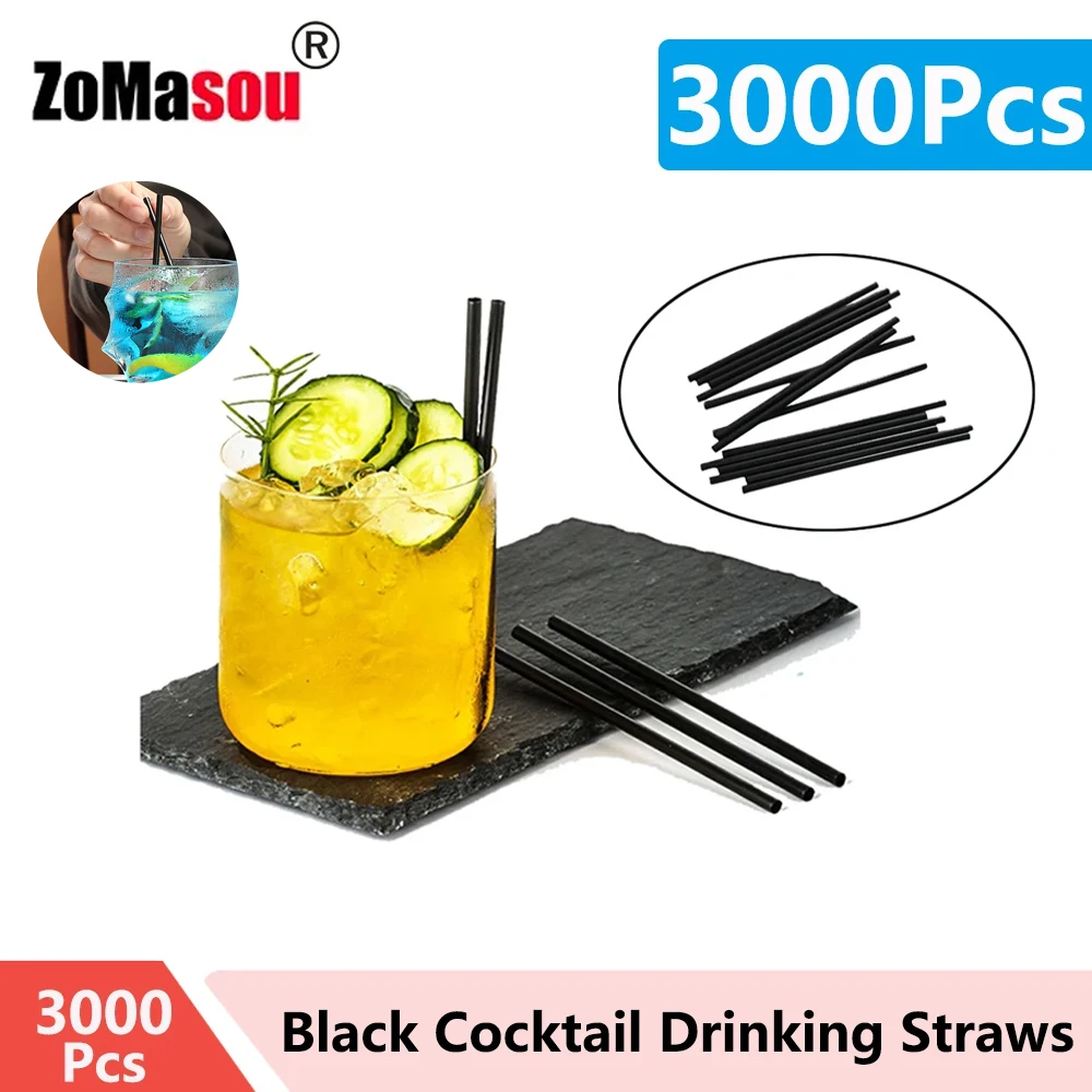 50-500-3000PCS-Black-Straws-Flexible-Drinking-Straws-Curved-Bendable ...