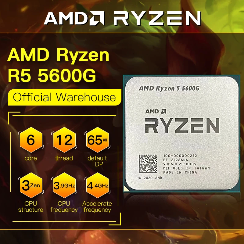 Amd novo ryzen 5 5600g r5 5600g cpu novo jogo processador soquete am4 3.9ghz 6 core 12 threads ...