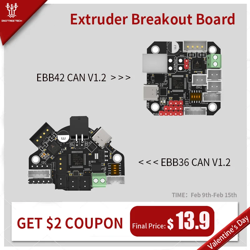 BIGTREETECH EBB36 EBB42 CAN V1.2 보드 지원 캔버스 PT100, 클리퍼 핫엔드 헤드툴 36 스테퍼 모터 ...