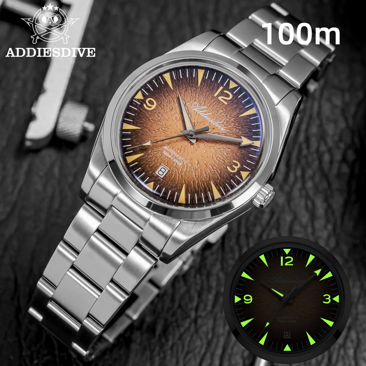 ADDIESDIVE Men Luxury Dress Automatic Mechanical Watches 39mm Wave ...