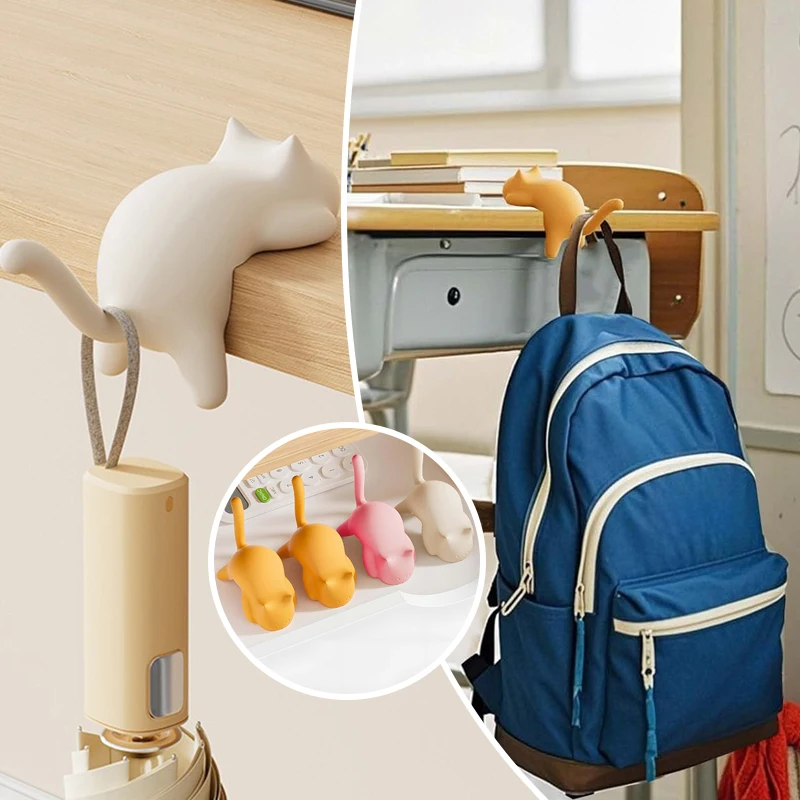 Table Keychain Hook Cute Cat-Shaped Hooks Keys Holder Creative Desktop ...