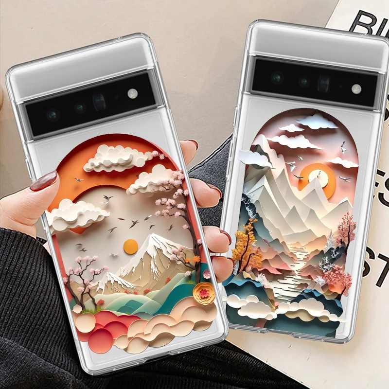 Paper-Cute-Landscape-Ultra-Thin-Clear-Case-For-Google-Pixel-6-6A-8A-7 ...