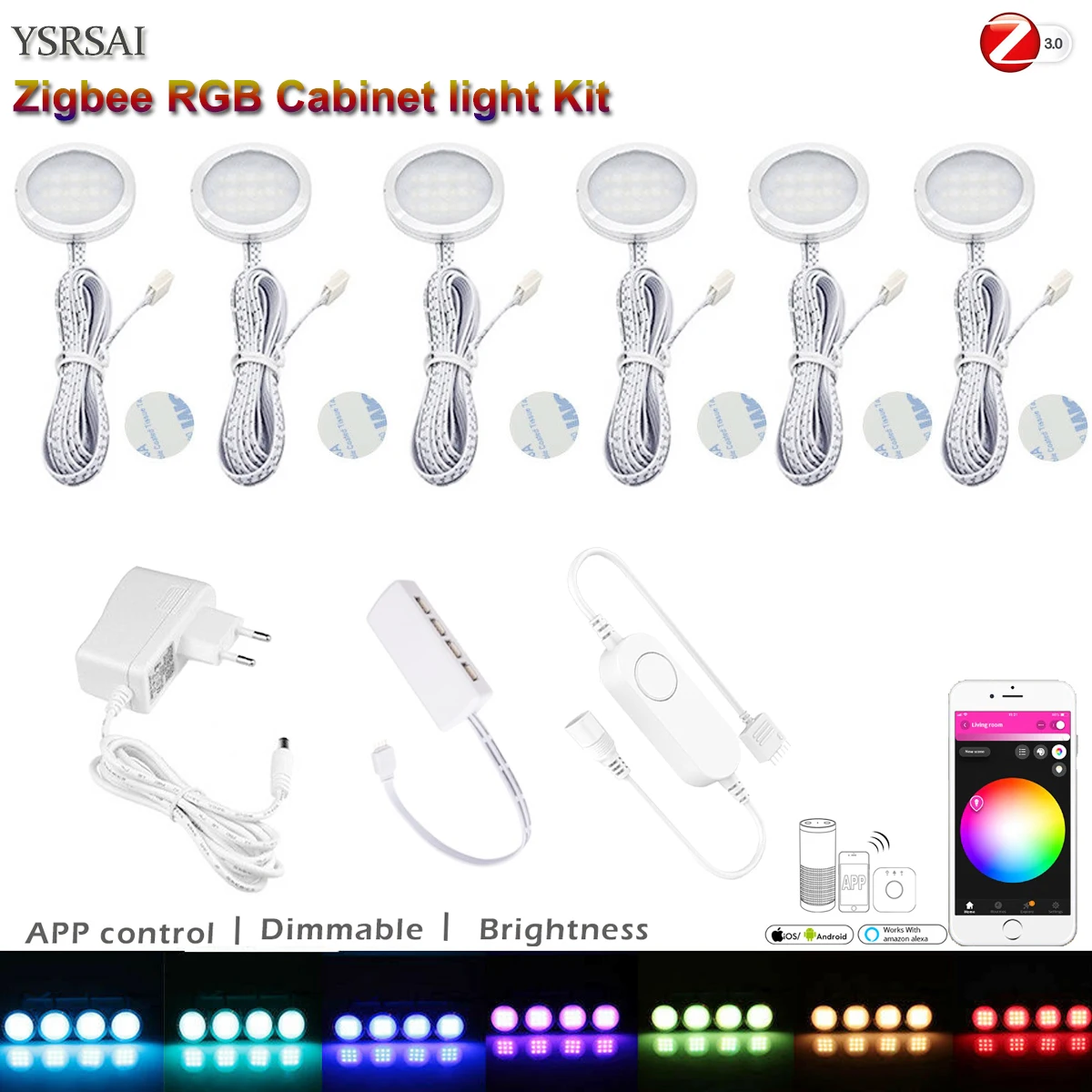 Zigbee Rgb Led Under Cabinet Lighting Dimming Kitchen Counter Furniture ...