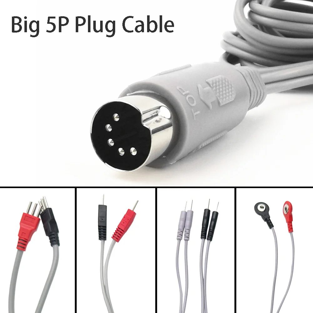 EMS Electrode Cable with 5-pin DIN connector Big 5P Plug Wire for TENS ...