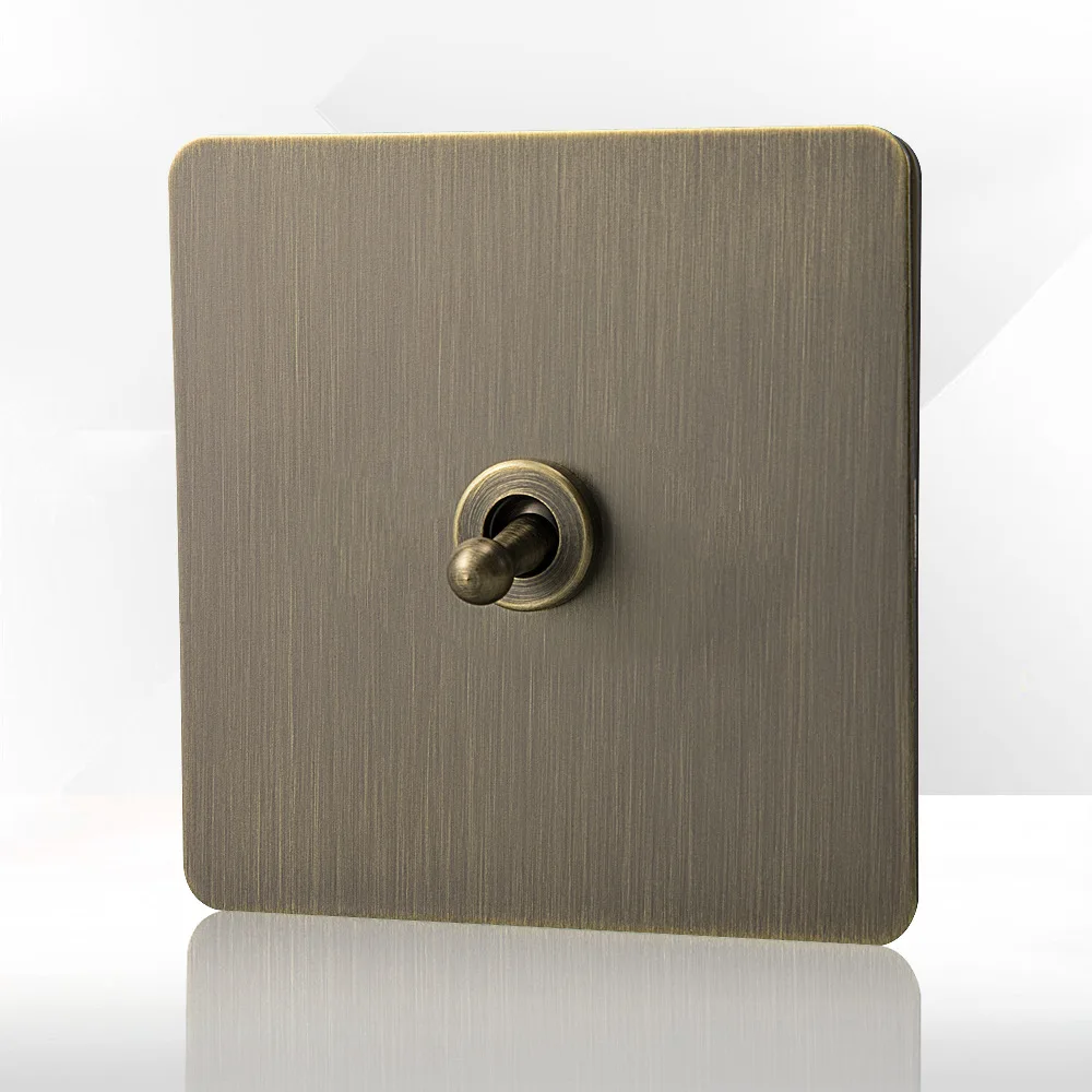 UK Socket 1-4 Gang 2 Way Wall Toggle Switch Green Bronze Brushed ...