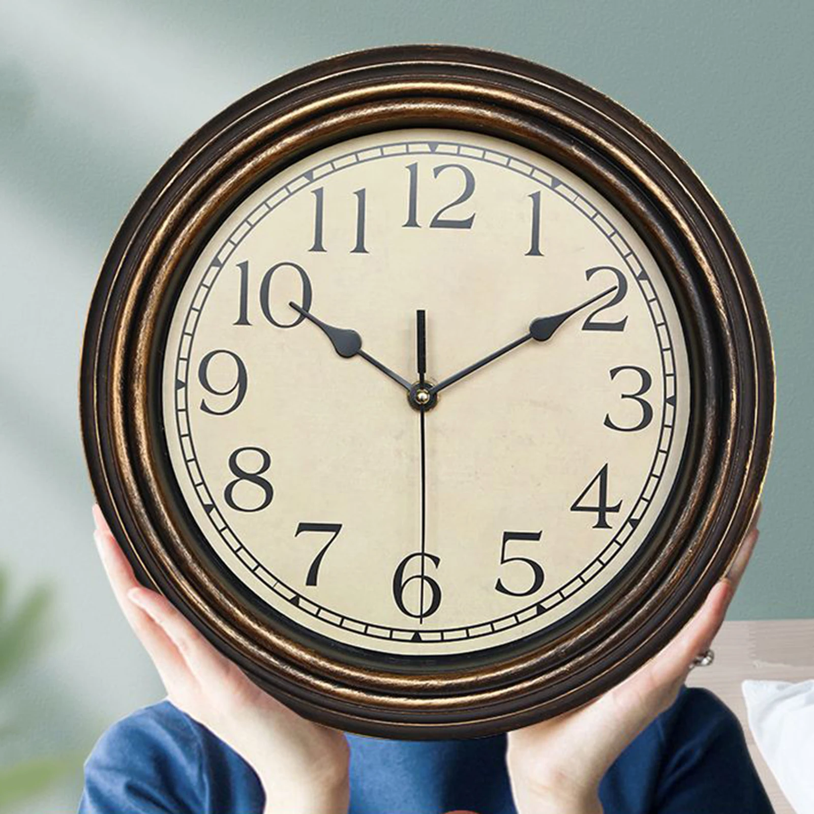 Wall-Mounted-Clock-Vintage-Bronze-Colored-Circular-Clock-Waterproof ...