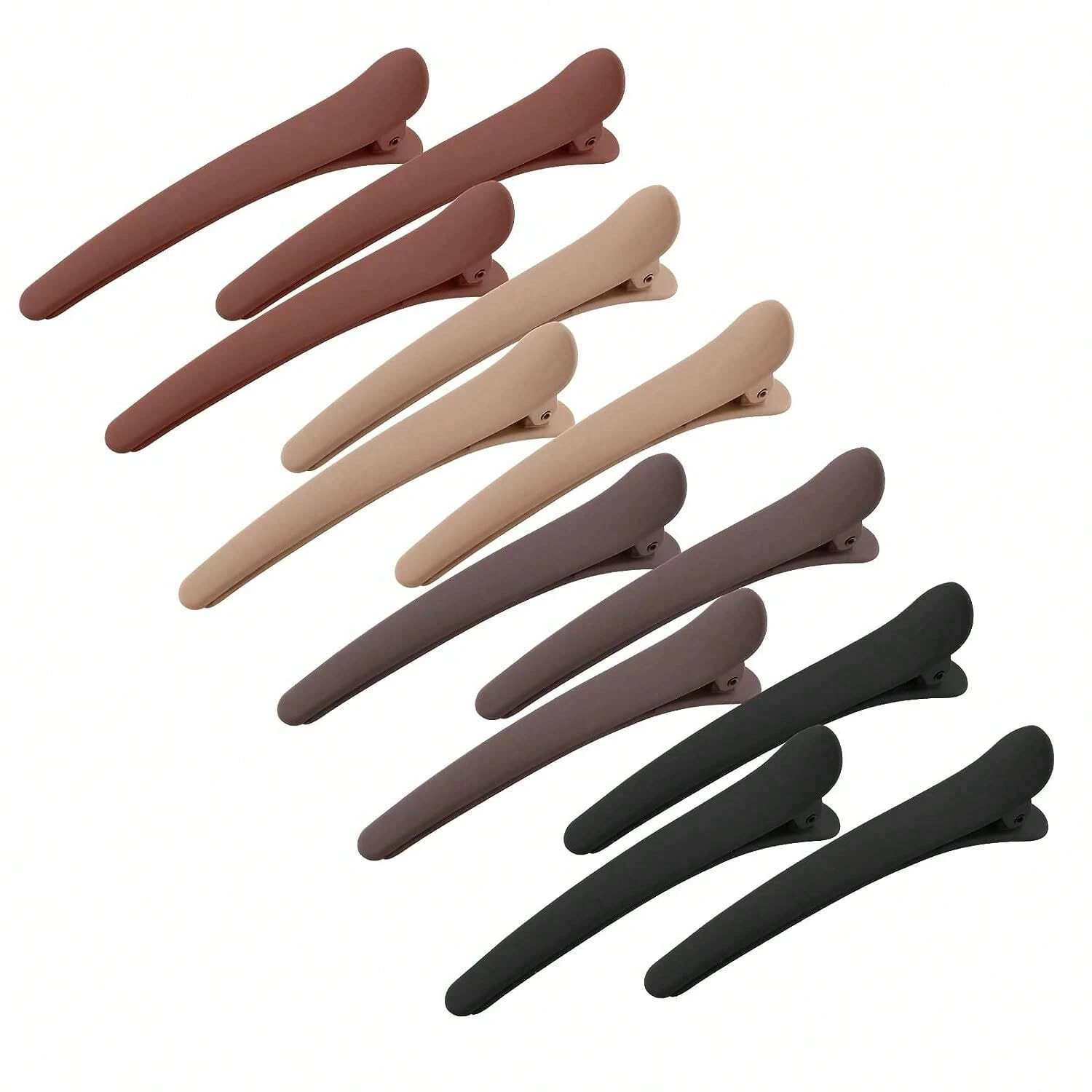 12-piece set of brown color matte one-piece hairstyle tools - fringe ...
