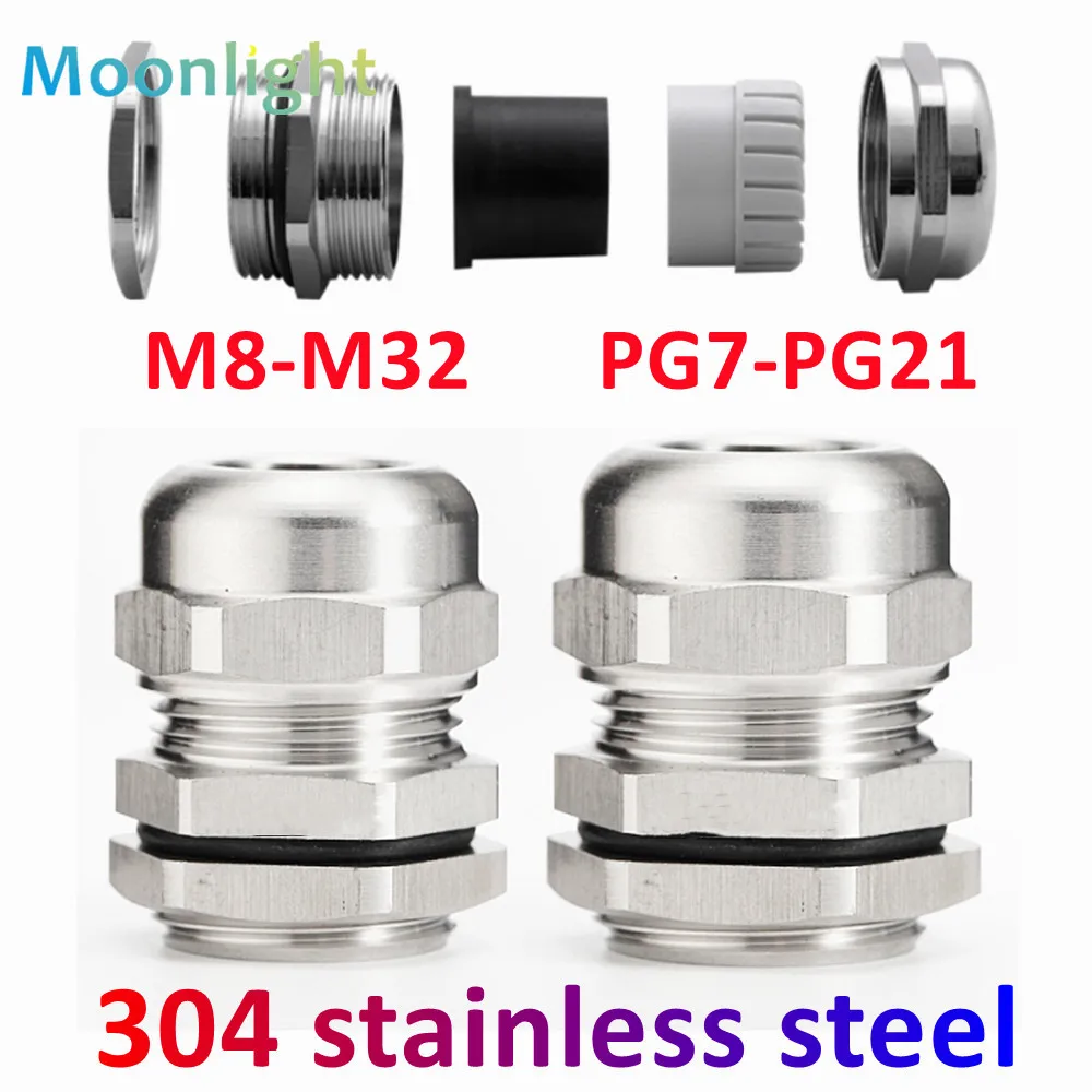 1Pcs-304-Stainless-Steel-GlandsWaterproof-Cable-Gland-IP68-PG7-PG9-M12 ...
