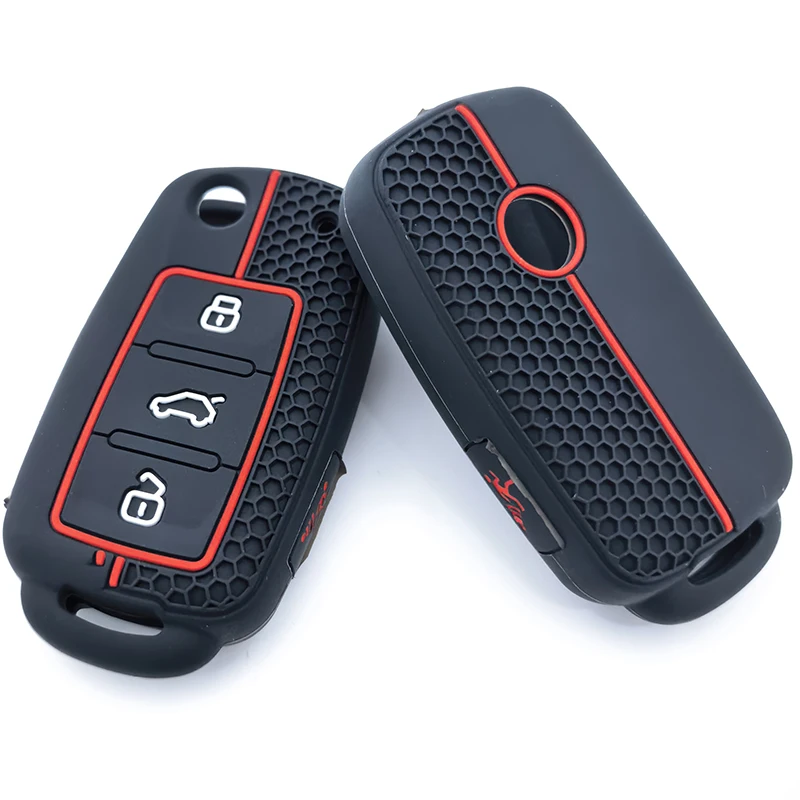 4 Button Silicone Car Key Case Cover Remote Key Fob for Volkswagen VW ...