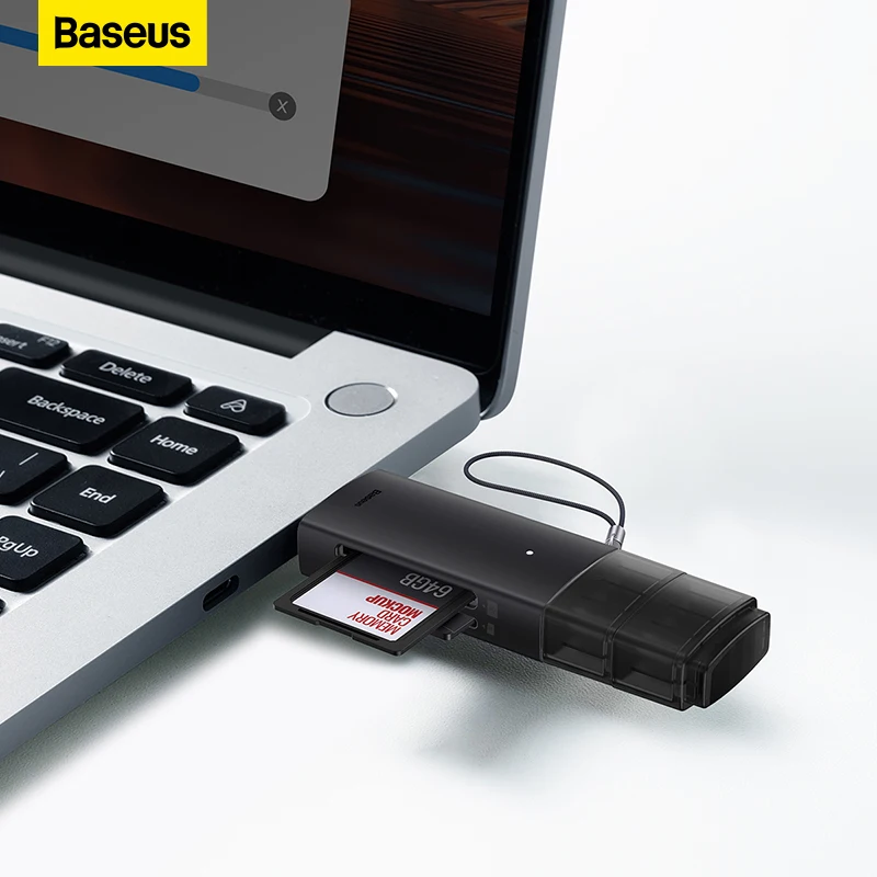 Baseus 카드 리더 USB 3.0 및 USB 타입 C ABS 메모리 카드 리더, 마이크로 SD 카드 어댑터, 새로운 맥북 ...