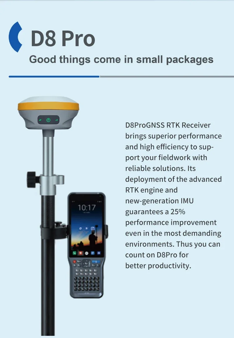 D8Pro GPS RTK GNSS Land Survey Новейшее обновление всего созвездия 800-канальной системы GNSS ...
