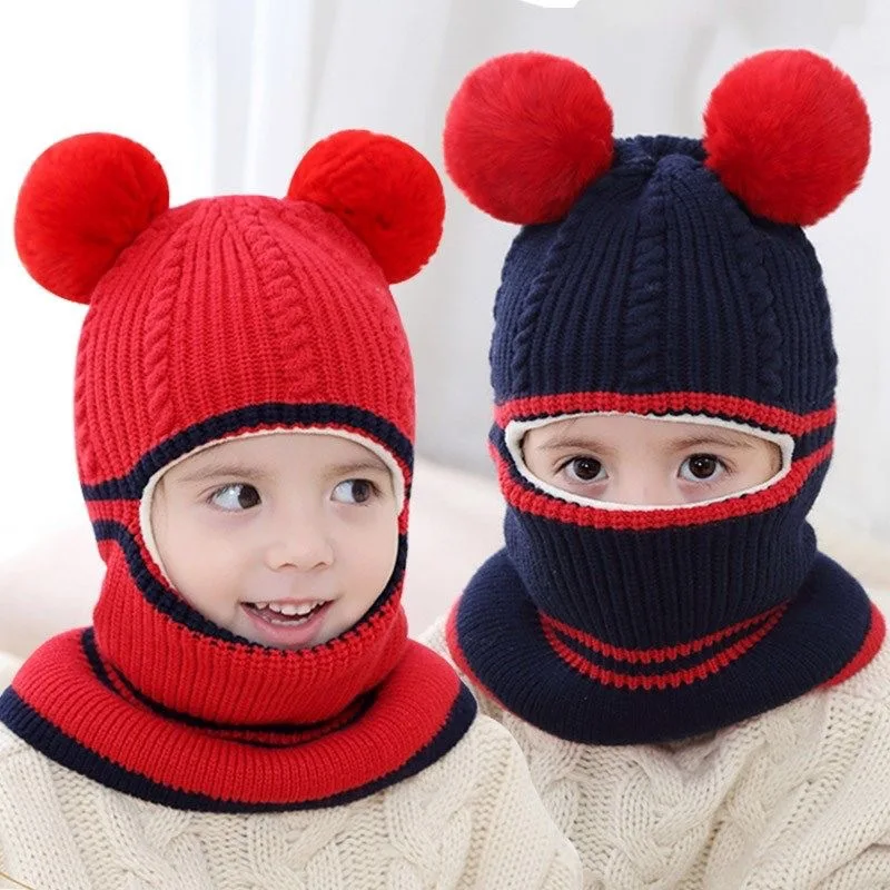 2-5year-kid-s-knitted-hat-winter-thick-warm-woolen-hat-mask-scarf-one ...