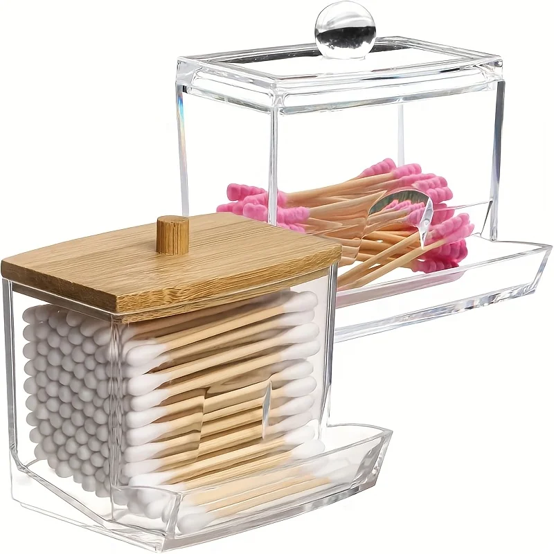 Transparent Swab Holder Dispenser With Lids, Bathroom Storage Container ...