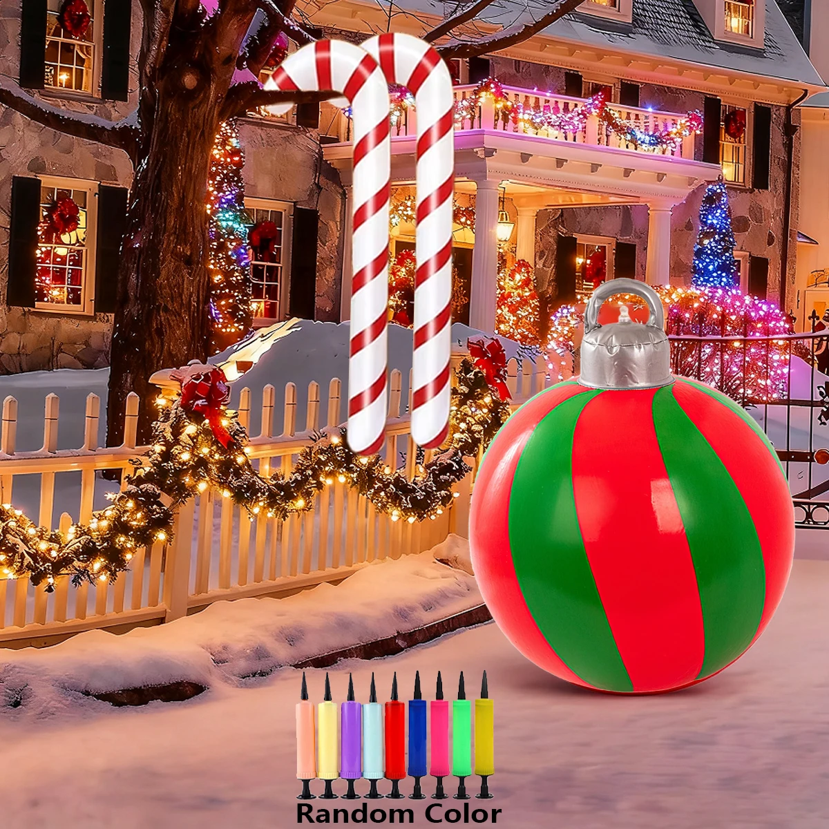 4Pcs Inflatable Christmas Ball Ornament Set, Thickened Pvc Outdoor ...