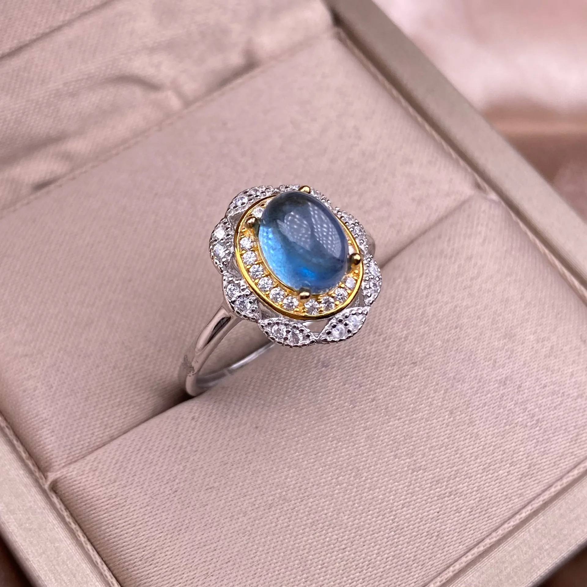 HOYON-Anillo-de-plata-de-ley-s925-con-piedras-preciosas-de-color-azul ...