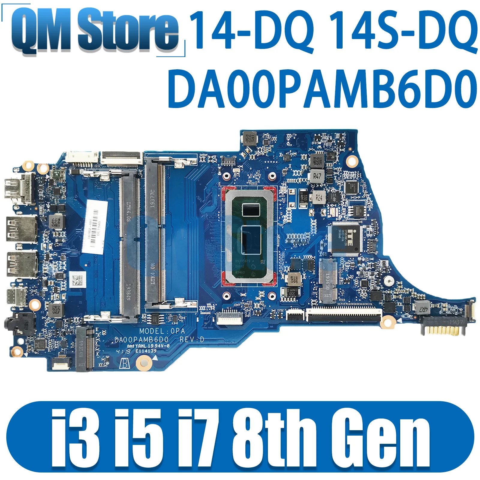 QM-For-HP-14-DQ-14S-DQ-TPN-Q221-Laptop-Motherboard-DA00PAMB6D0-With ...