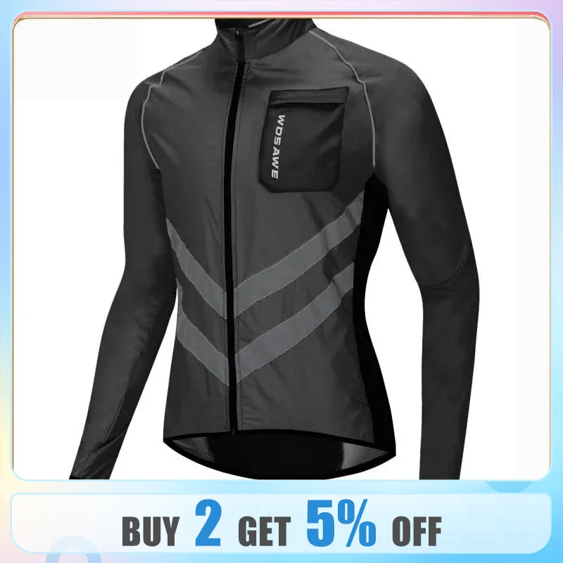 Men-Cycling-Windbreaker-Long-Jersey-Lightweight-Windproof-Jacket-Water ...