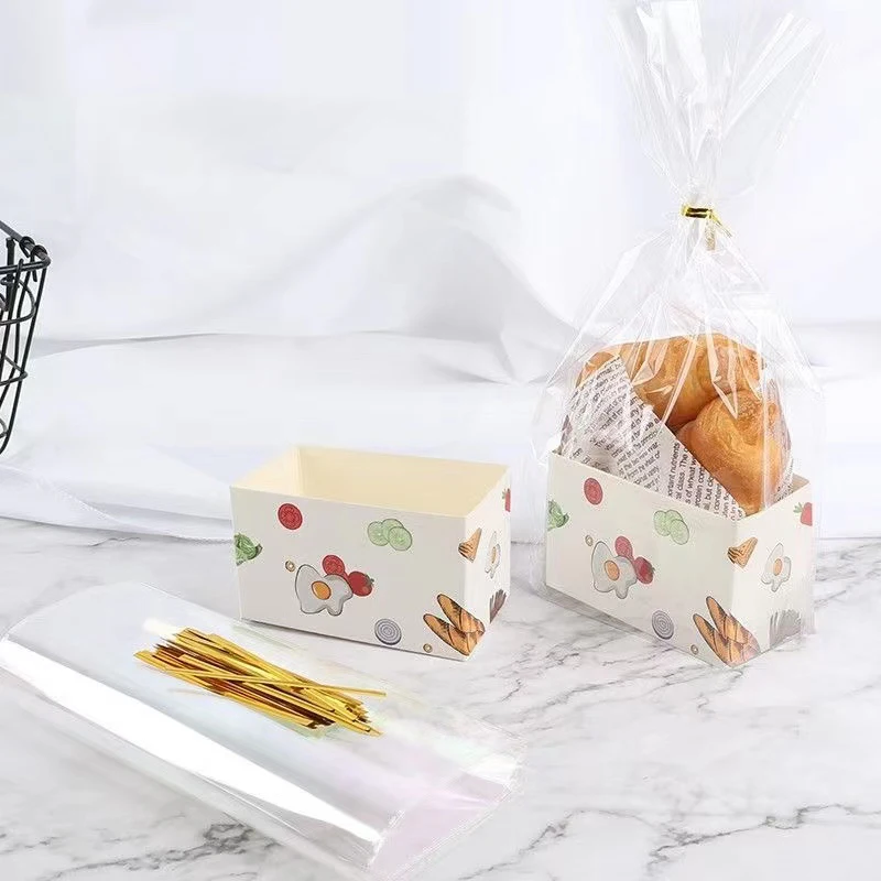 50pcs Food Hamburger Wrapping Box Oilproof Cake Sandwich Bakery Bread ...
