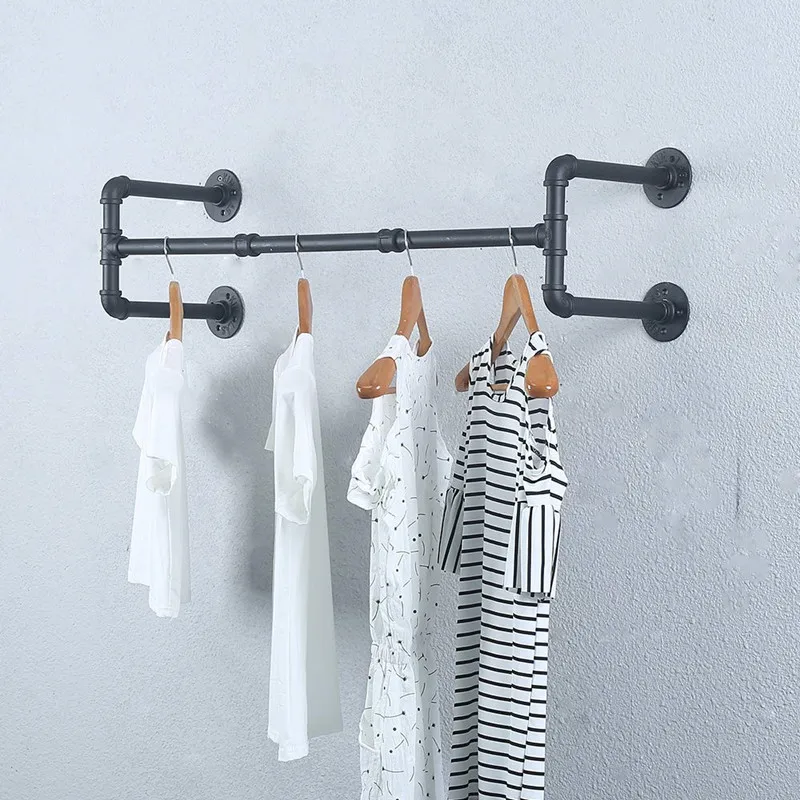 Industrial-Style-Metal-Wall-Hanging-Clothes-Rack-Clothing-Props ...