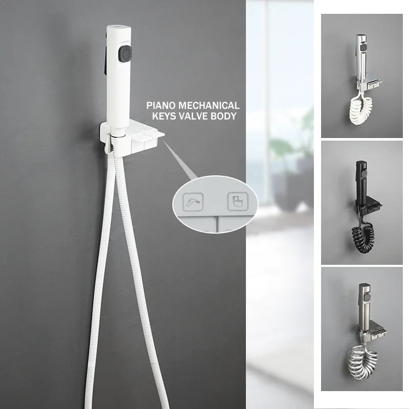 Bathroom-toilet-bidet-faucet-double-outlet-angle-valve-shower-head-ABS ...