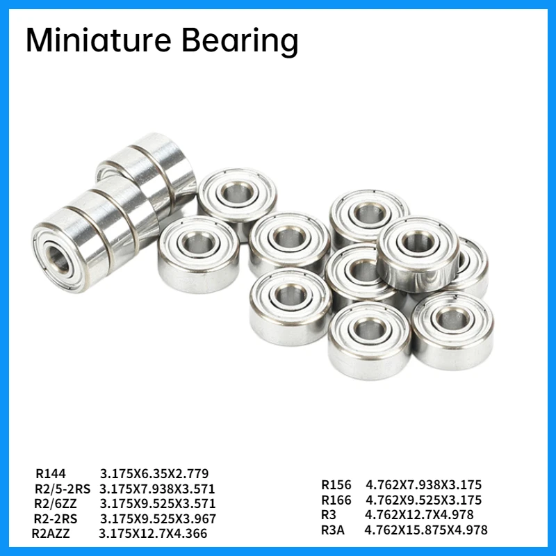4/10pcs Inch Miniature Bearing Inner Diameter 3.175mm 4.762mm R2 R144 ...