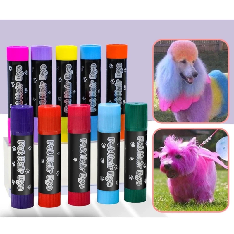 12 Color Pet Hair Coloring Chalk Safe Washable and Easy to Use Grooming ...