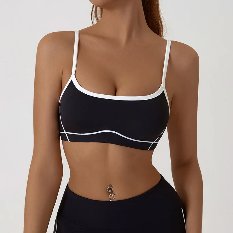 New-Fashion-Contrast-Color-Sports-Bra-Sexy-Thin-Strap-Active-Workout-Underwear-Padded-Women-Gym ...