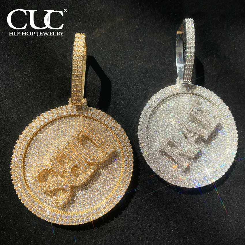 Custom-Name-Medallion-Letter-Pendants-For-Men-Micro-Pave-Zircon ...