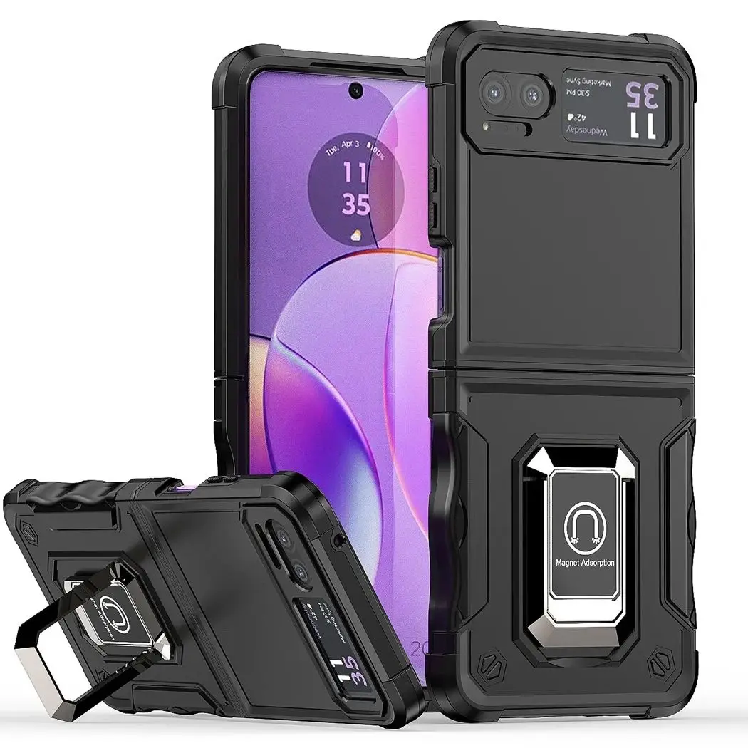 Moto Razr 40 2023 Phone Cover,Metal Ring Magnetic Kickstand Shockproof ...