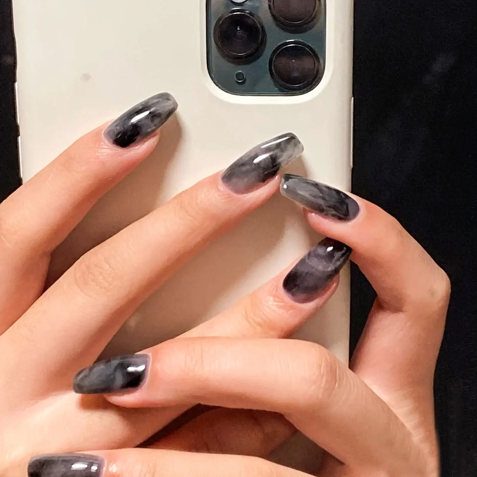 Nails Set Black Shading Fake Nails Handmade Nail Beauty Accessories ...