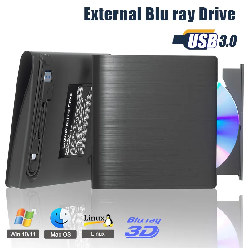 External Blu ray Drive BD/DVD-RW Optical Drives for Laptop Desktop CD ...