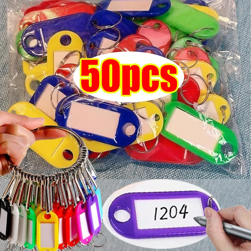 10-50pcs-Plastic-Keychain-Key-Fobs-Luggage-ID-Label-Name-Cards-Tags ...