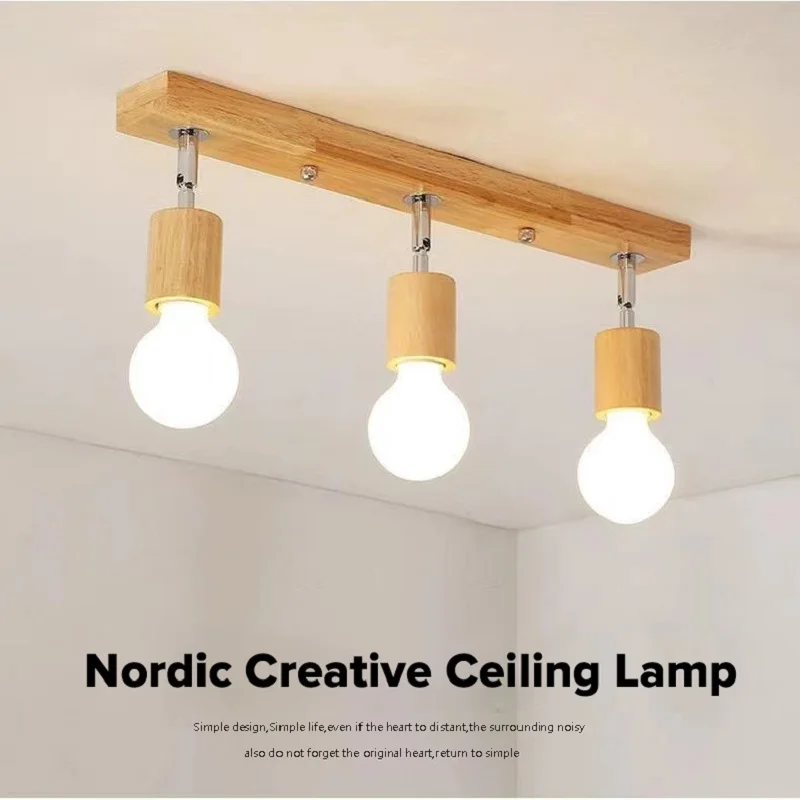 Modern-Wooden-Ceiling-Light-Rotatable-Adjustable-Single-Three-Heads ...