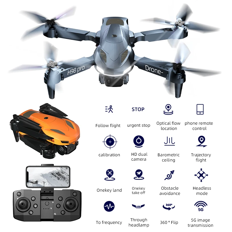 H98 Mini Drone 4K HD Dual Camera Three-Sided Obstacle Avoidance Air ...