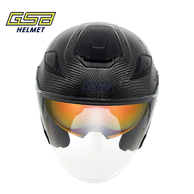 Gsb-Motorcycle-Helmet-S278-Carbon-Fiber-Double-Lens-Half-covered-Three-quarter-Motorcycle ...