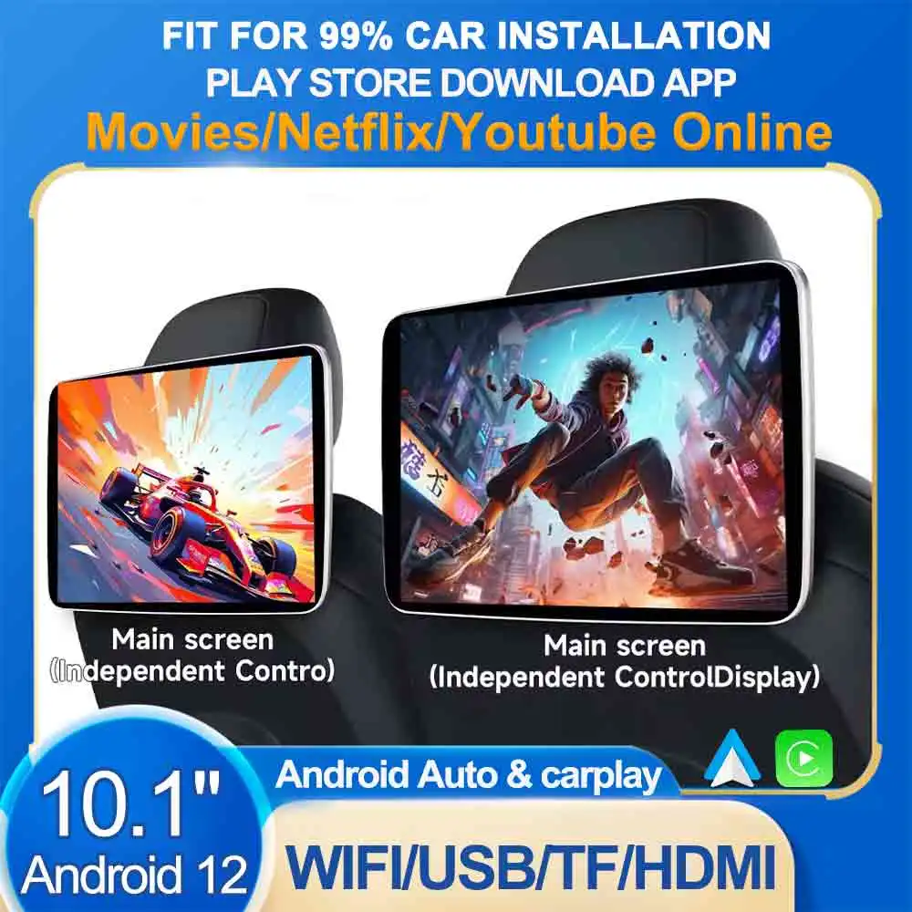 10.1''Car Headrest Monitor Tablet Android 12 2+32G Auto Screens ...