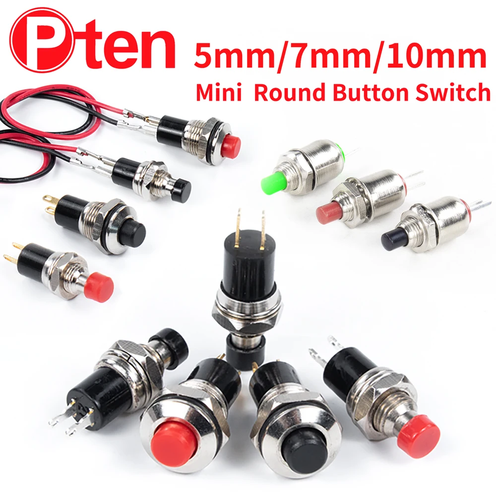5 peças mini interruptores redondos de travamento automático/botão ...