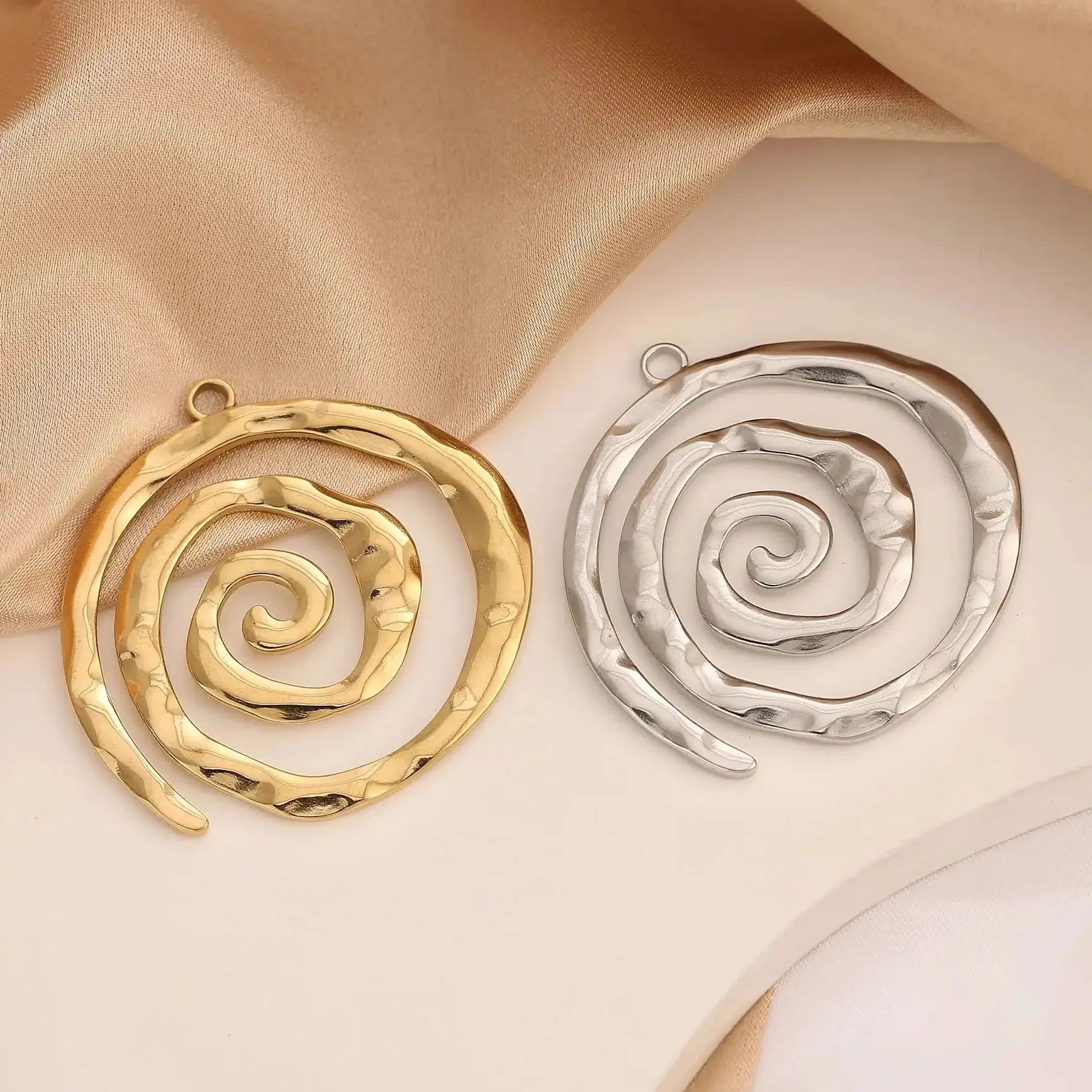 3Pcs-Geometry-Large-Round-Circle-Spiral-Wave-Charms-Stainless-Steel-Big ...