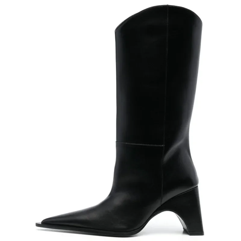 Botas-puntiagudas-de-media-manga-para-mujer-botines-de-tac-n-alto ...