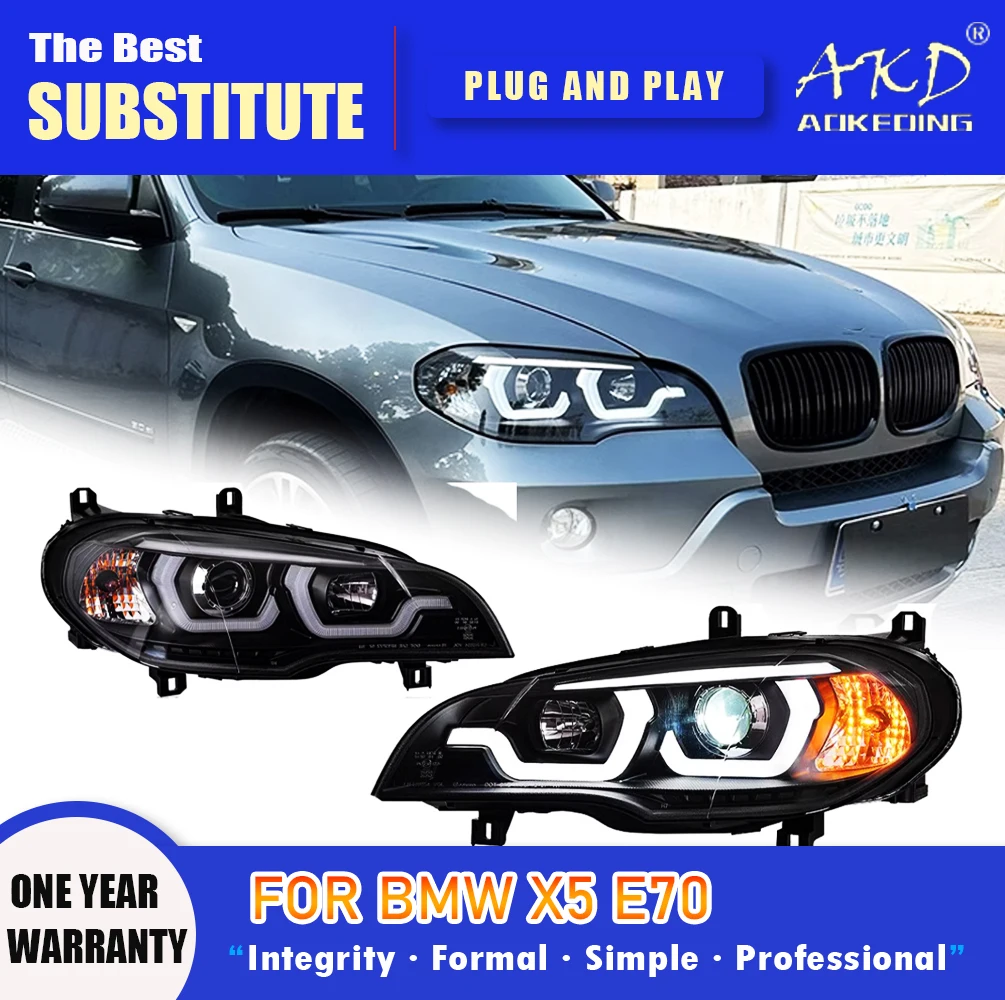 AKD-Head-Lamp-for-BMW-E70-X5-LED-Headlight-2007-2013-Headlights-X5-DRL ...