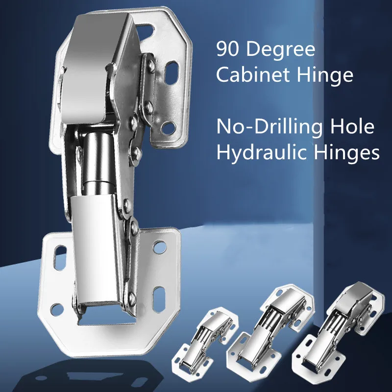 KK&FING 90 Degree Cabinet Hinge No-Drilling Hole Cupboard Door ...
