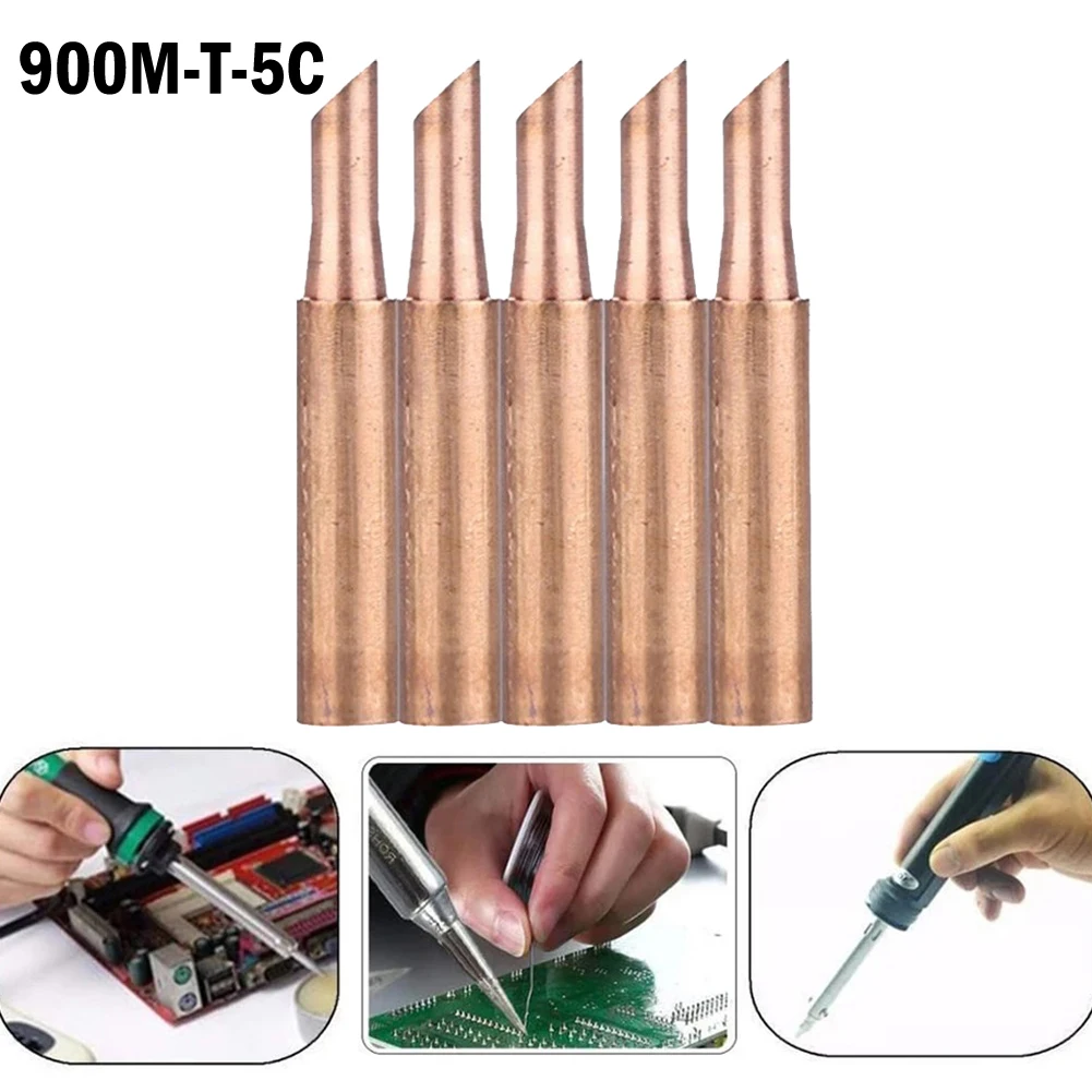 5Pcs-Soldering-Iron-Tip-Solder-Tip-Lead-free-Pure-Cupper-Red-Copper ...
