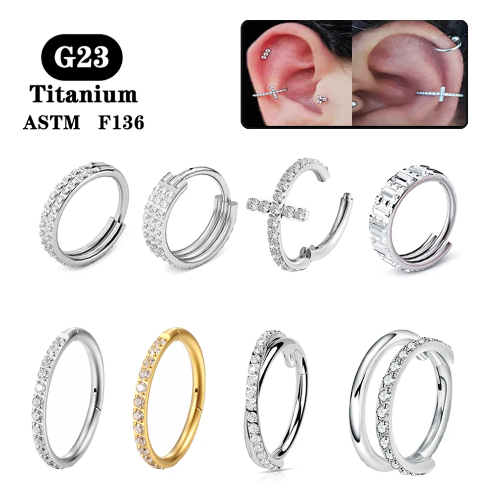 G23 Titanium Earrings Hoop Round Tragus Cartilage Helix Daith Lip ...