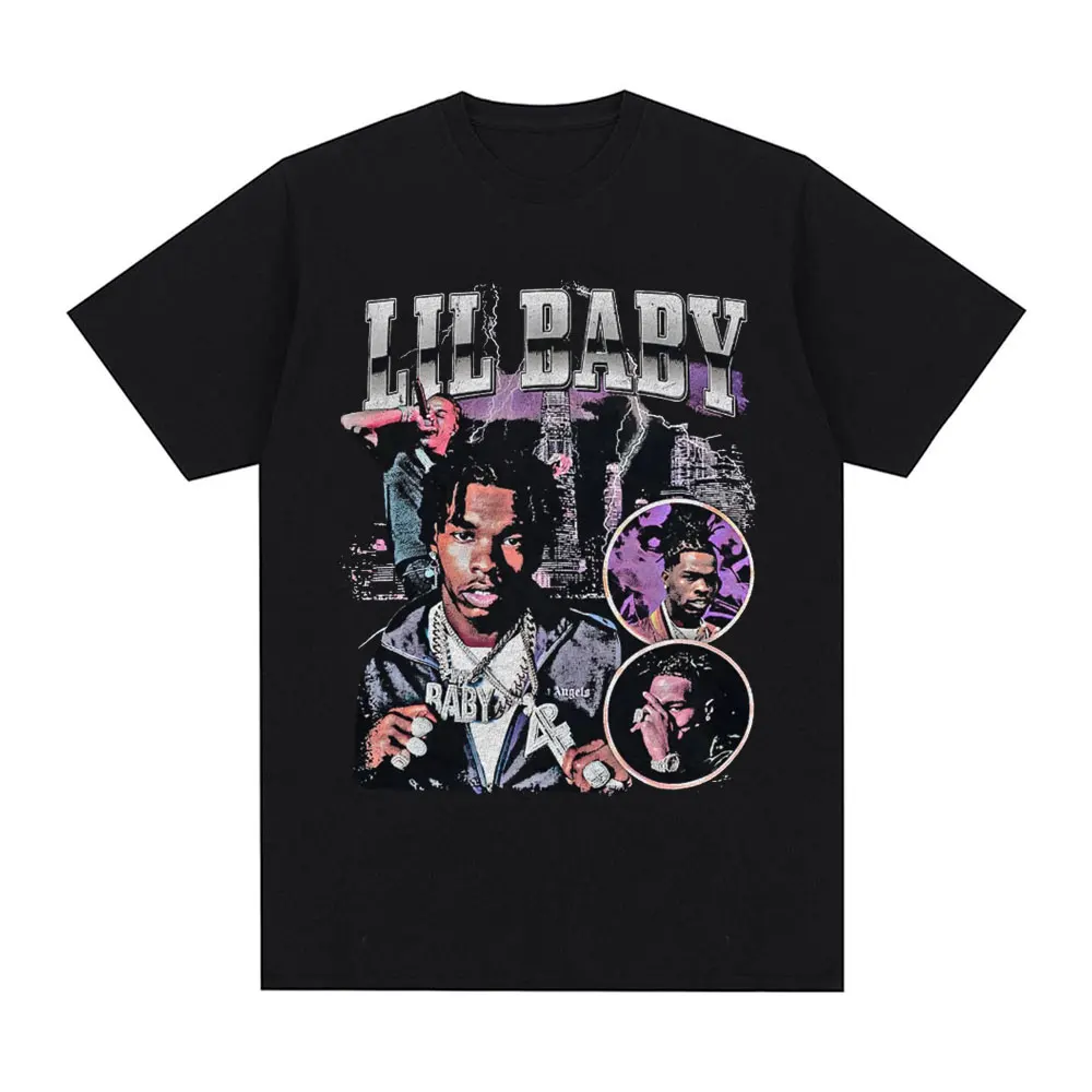 Hip-Hop-Rapper-Lil-Baby-T-shirt-Vintage-Graphic-Print-Oversized-T ...