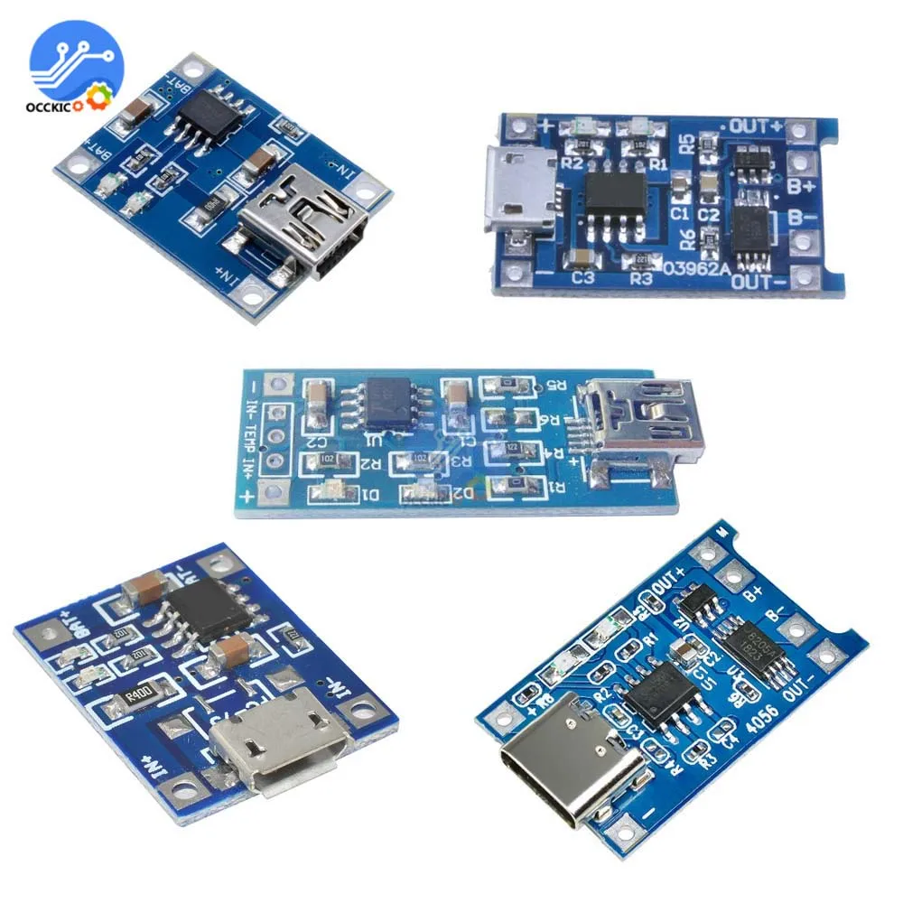 5pcs BMS 5V 1A 18650 Lithium Battery Charger Board Mini/Micro USB TYPE ...