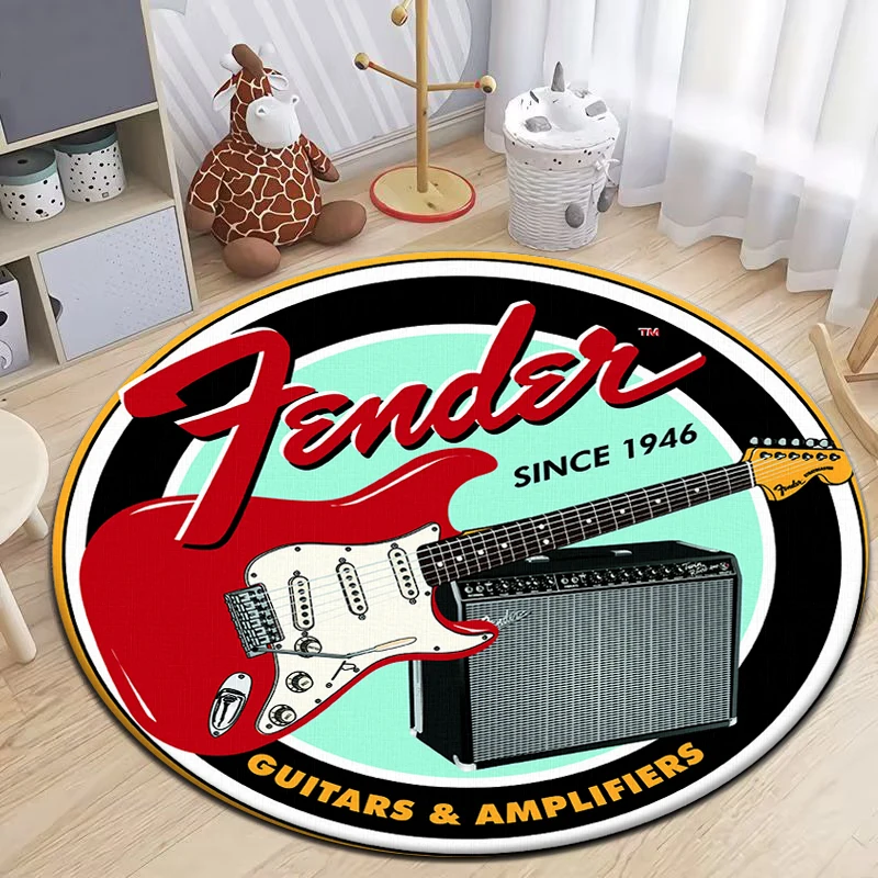 guitar-Round-Carpet-for-Living-Room-Rugs-Camping-Picnic-Mats-Flannel ...