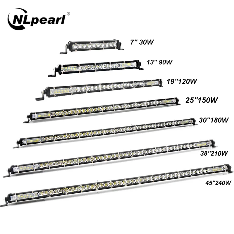 Nlpearl-12v-24V-Ultra-Slim-Led-Light-Bar-7-38inch-Work-Light-Spot-Flood ...