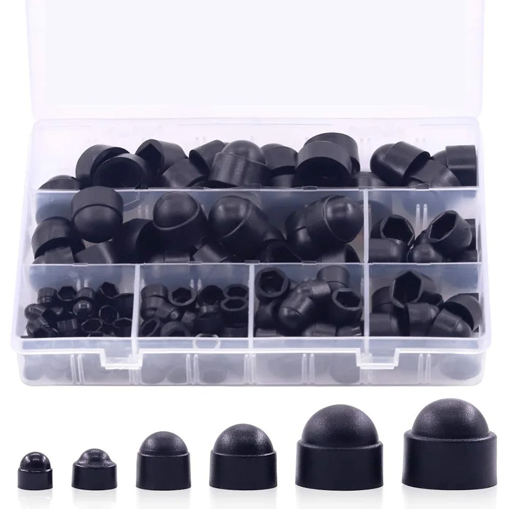 160pcs-Black-White-Plastic-Dome-Bolts-Nuts-Protection-Cap-Covers ...
